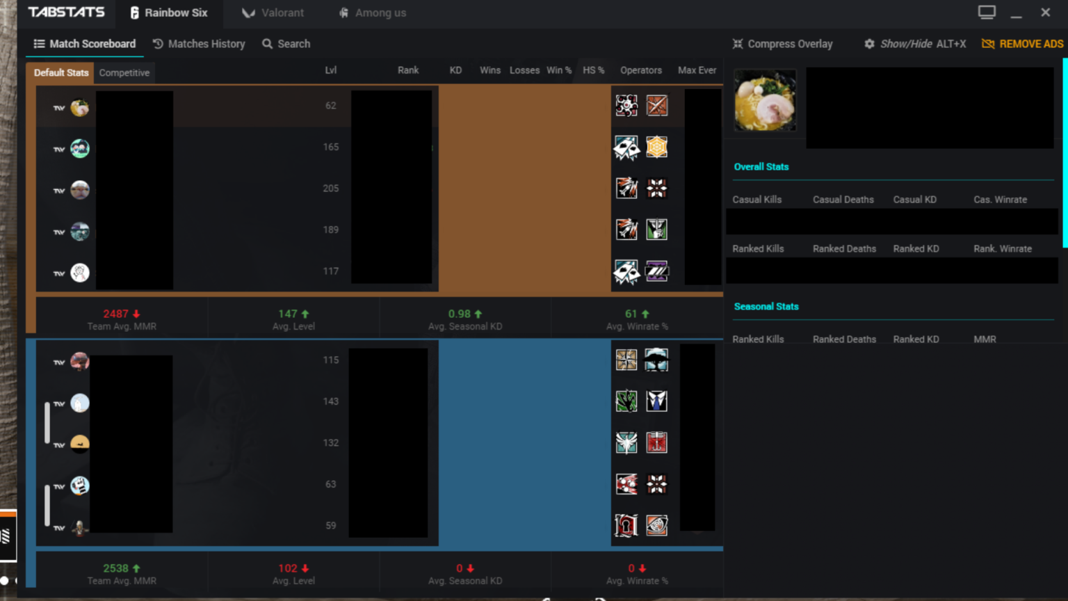 【R6S】R6Tabを使って自分や相手の戦績を確認してみよう！