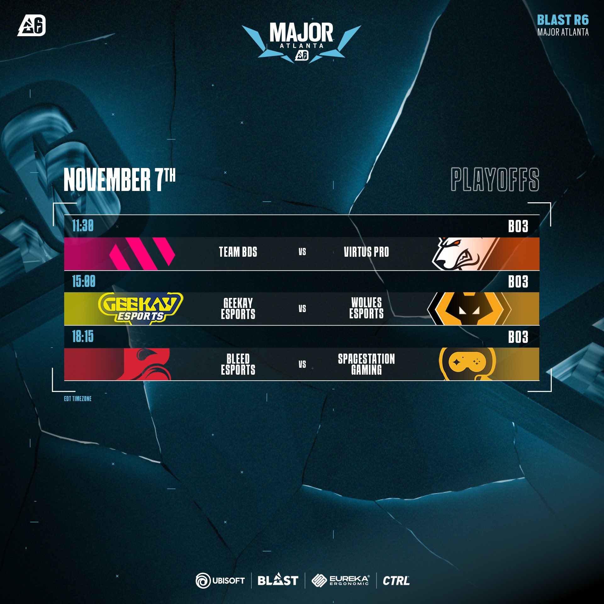 【BLAST R6 Major】Team BDS・Geekay Esports・Spacestation Gamingの3チームが最後の ...